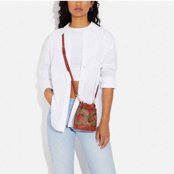 Coach | Bags | Coach Mini Dempsey Bucket Bag In Signature Canvas With ...